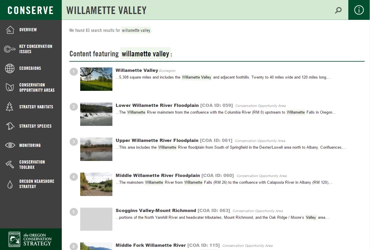 Strategy Website Description – Oregon Conservation Strategy
